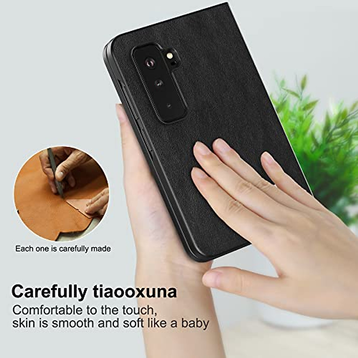 Foluu for Microsoft Surface Duo 2 Case, Surface Duo 2 2021 Leather Case, [Slim & Lightweight] PU Leather Back Cover Hard PC Durable Protective Phone Case for Microsoft Surface Duo 2 2021 (Blue)