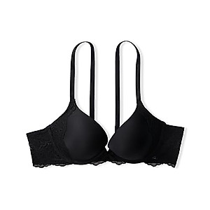 Victoria's Secret Dream Angels Push Up Bra, Padded, Plunge Neckline, Bras for Women, Black (34DD)