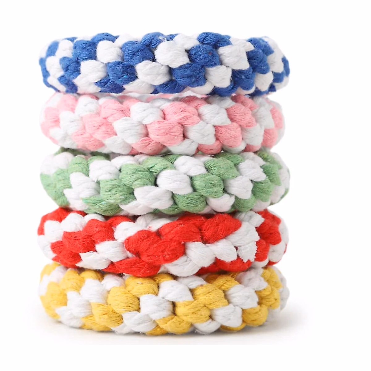 Dog Rope Donut Dental Chew Play Toy Braided for Bored, Teething Puppys and Dogs (Blue)