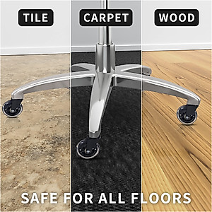 UVII Office Chair Wheels (Set of 5), 3" Mute Chair Casters Wheels for Carpet and Hardwood Floors, Heavy-Duty Wheels Replacement Wheels, 7/16" x 7/8", Black