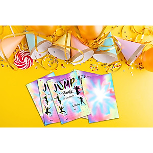 Disfuco Trampoline Jump Birthday Party Invitations - Trampoline Bounce Party Supplies - Fill in The Blank Birthday Party Invites - 20 Invitation Cards With 20 Envelopes (B1)