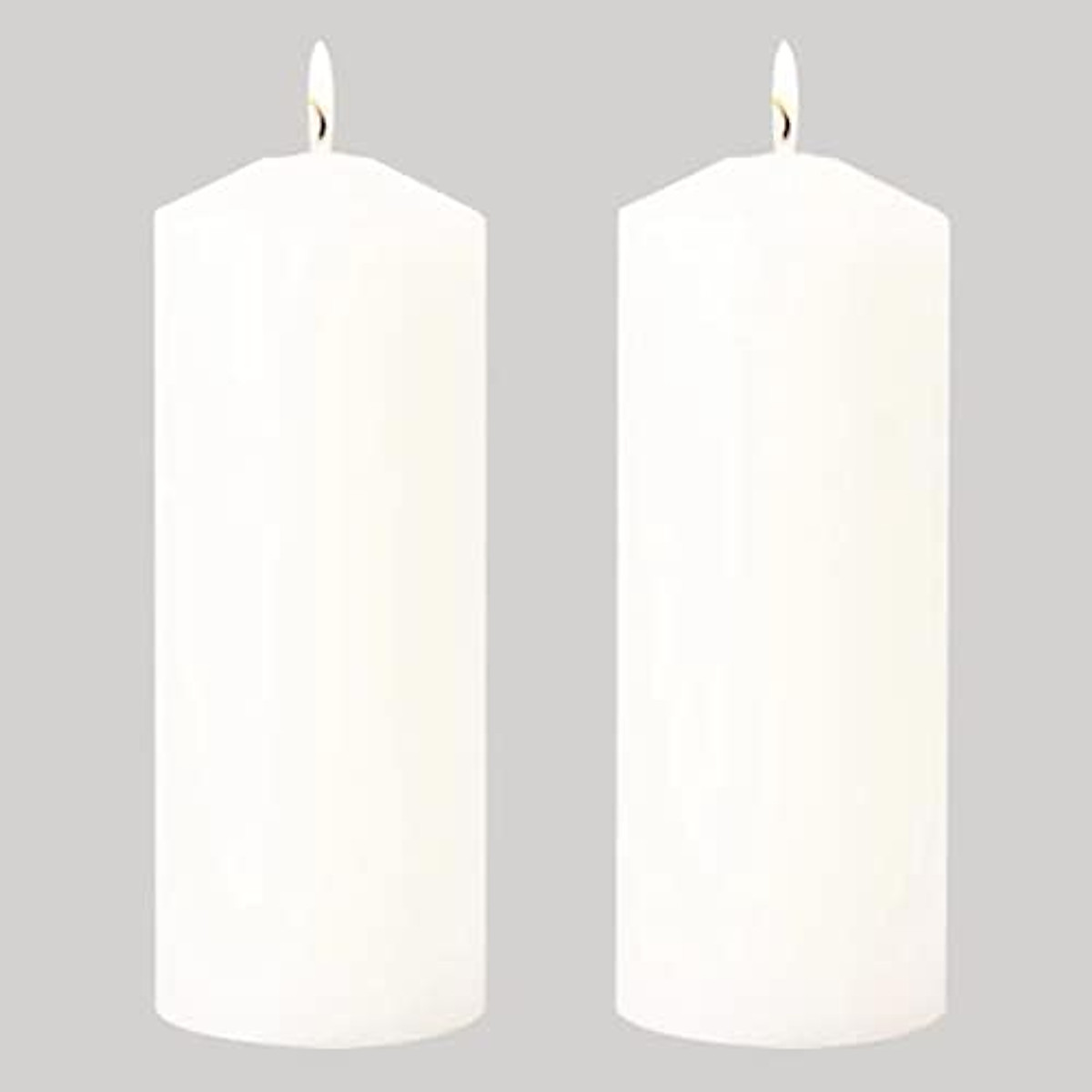 Pillar Candles Set of 2, Unscented Large White Emergency Candle, 3x8 inches Hand Poured Tall Candles Bulk, Non-Toxic Smokeless Dripless and Unscented Candles for Home Wedding Decor Candles