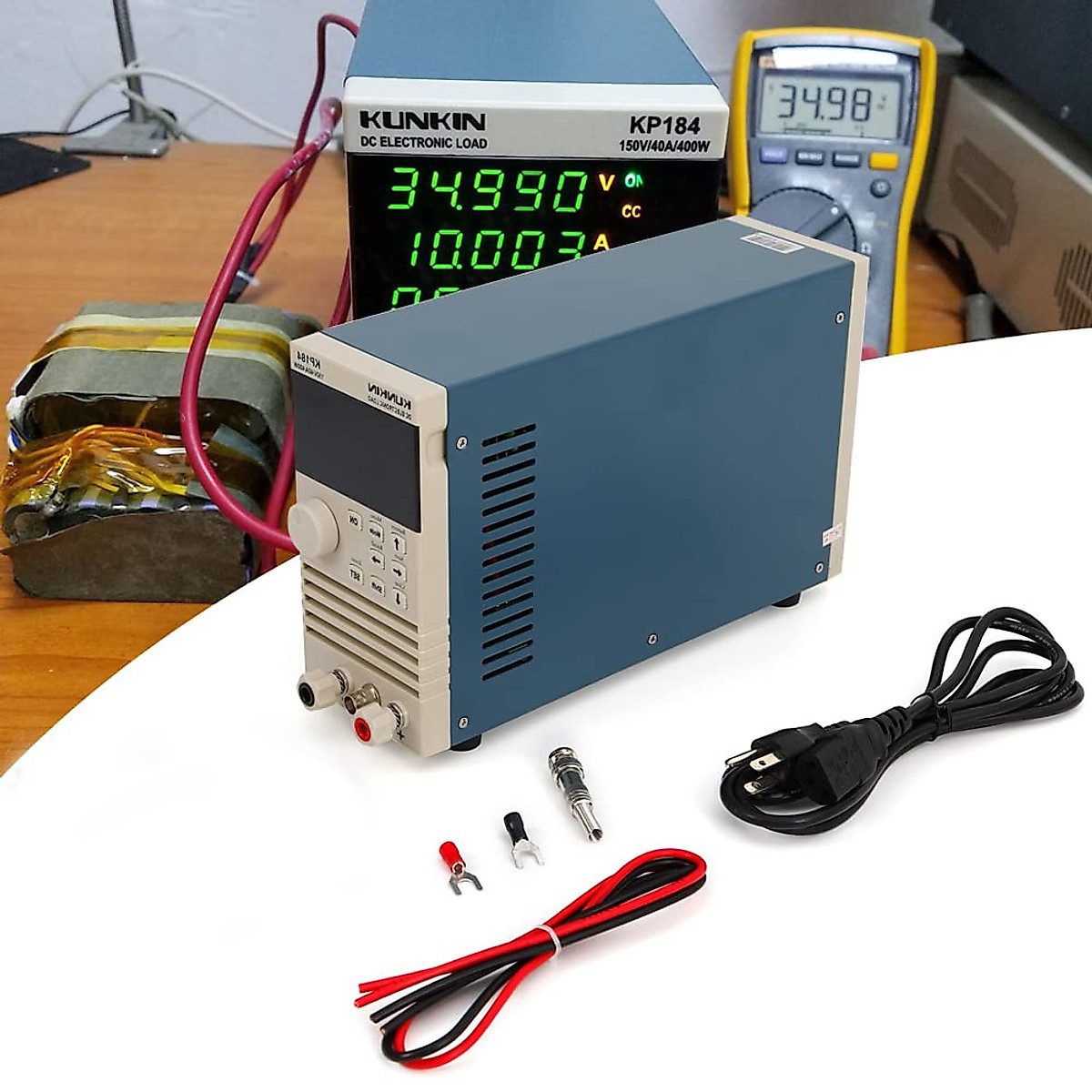 KP184 400W 150V Single Channel Electronic DC Load Tester, Electronic Load Battery Capacity Tester Internal Resistance Tester Power Tester RS485/232 40A Communication Interface Digital Display