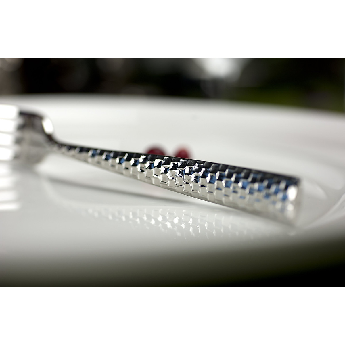 Fortessa Lucca Faceted 18/10 Stainless Steel Flatware Salad/Dessert Fork, Set of 12