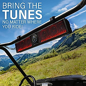 BOSS Audio Systems BRT26RGB ATV UTV Sound Bar System - 26 Inches Wide, IPX5 Rated Weatherproof, Bluetooth Audio, Amplified, 4 inch Speakers, 1 Inch Tweeters, USB Port, RGB Multicolor Illumination