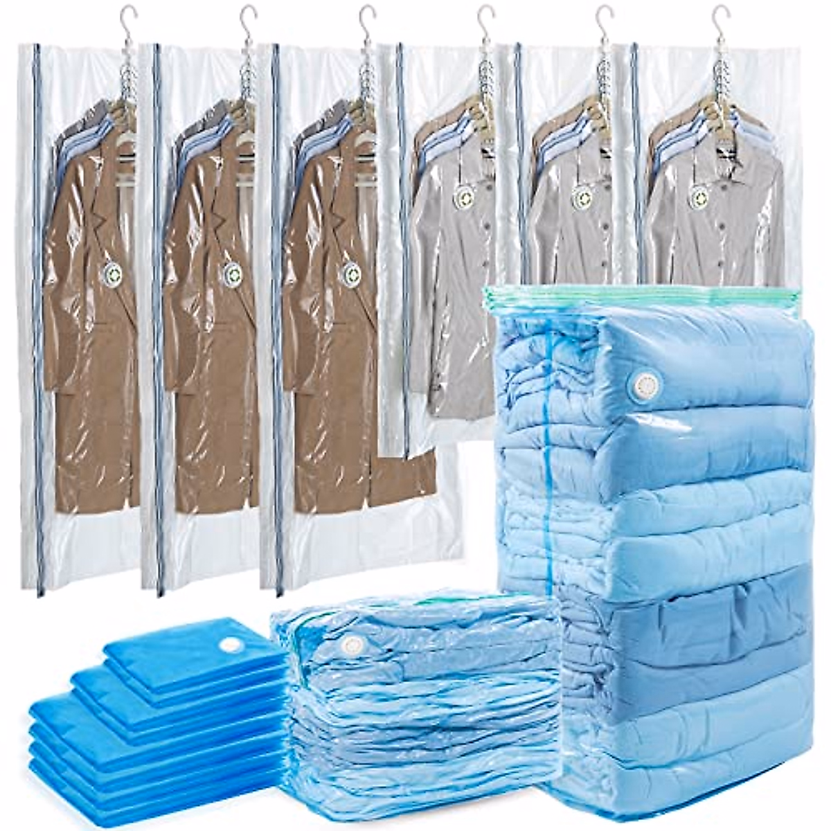 TAILI Space Saver Vacuum Storage Bags Combo 8 Pack and Hanging Space Saver Bags Combo 6 Pack