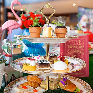 Happy Will 3 Tier Tiered Tray Hardware Kits Fruit Cake Plate Handle Fitting Hardware Rod Dessert Stand Holder Golden Crown 5 Sets