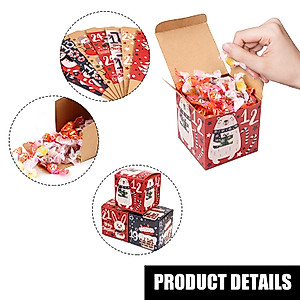 LOKIPA Christmas Advent Calendar Boxes, 24 Days Kraft Paper Advent Countdown Gift Boxes for Kids and Family
