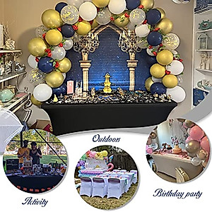 Asnomy 6Ft Black Table Cloths for Parties Spandex Party Fitted Table Covers for 6 Foot Tables Rectangle Tables Cloths in Bulk for Wedding(Black 2PCS