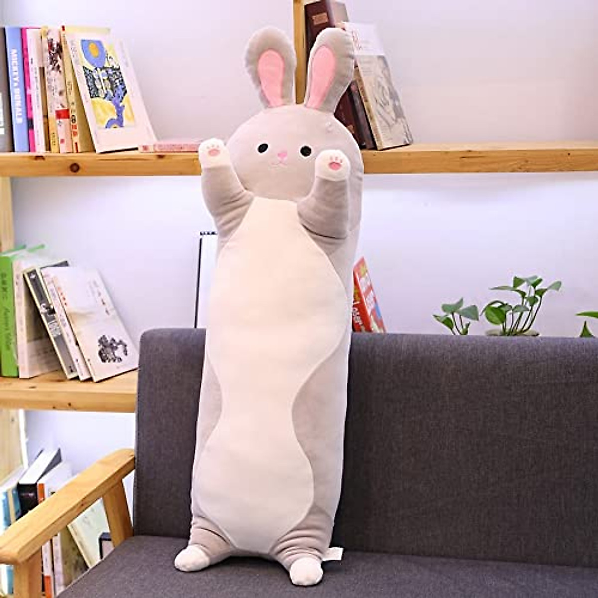 MIAOHAHA Long Bunny Rabbit Plush Toy Doll, Long Rabbit Stuffed Animal Hugging Pillow Hugging Pillow Gift for Kids and Girls(Gray Rabbit,90cm/35.4in)