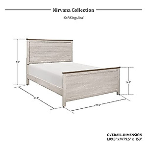 Lexicon Nirvana Panel Bed, Cal King, Antique White/Brown