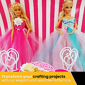 Expo International Decorative Matte Tulle, Roll/Spool of 6” X 25 Yards, Lightweight Polyester Tulle Fabric for Tutus, Costumes, and Party Decorations, Washable, Easy-to-Use, Pack of 1, Red