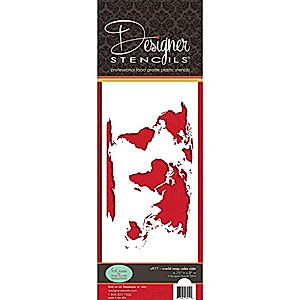 World Map Cake Stencil by Designer Stencils, Beige/semi-transparent, 4.75 x 8"