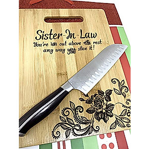 Gift for Sister in Law Engraved Bamboo Cutting board 9” x 12