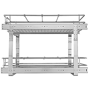 VEVOR 2 Tier 13"W x 21"D Pull Out Cabinet Organizer, Heavy Duty Slide Out Pantry Shelves, Chrome-Plated Steel Roll Out Drawers, Sliding Drawer Storage for Inside Kitchen Cabinet, Bathroom, Under Sink