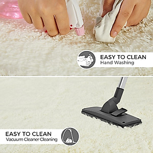 Ultra Soft Rug for Living Room, 8X10 Fluffy Shag Area Rug for Bedroom, Modern Shaggy Carpets Fuzzy Rug for Teens Dorm Nursery Home Decor Aesthetic, Upgrade Anti-Skid Durable, Cream White