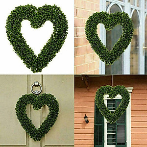 OVBBESS Garden Products Topiary Boxwood Heart Topiary Door Hanging Love Heart Home Decor