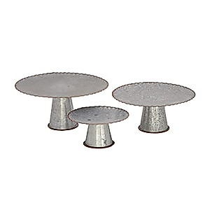 Deco 79 Metal Galvanized Cake Stand, Set of 3 9", 13", 15"W, Gray