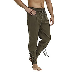 Mens Pirate Costume Adult Pirate Pants for Men Viking Costume Renaissance Medieval Pants Men Ren Faire Green S