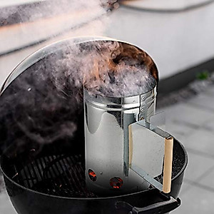 11" H X 7" D Grill Barbecue BBQ Galvanized Steel Metal Charcoal Chimney Starter for Grilling Outdoor Cooking/Camping Accessories
