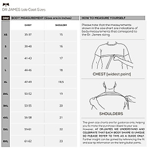 Dr. James 100% Cotton Premium Unisex Lab Coat for Men & Women, Phone & Tablet Pockets, Classic Fit, Snap Closing, 39" Length (S (Men S/Women M))