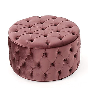 Christopher Knight Home Zelfa Velvet Ottoman, Blush