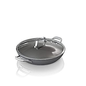 Ninja C30830 Foodi NeverStick Premium 12-Inch Everyday Pan with Glass Lid, Hard-Anodized, Nonstick, Durable & Oven Safe to 500°F, Slate Grey