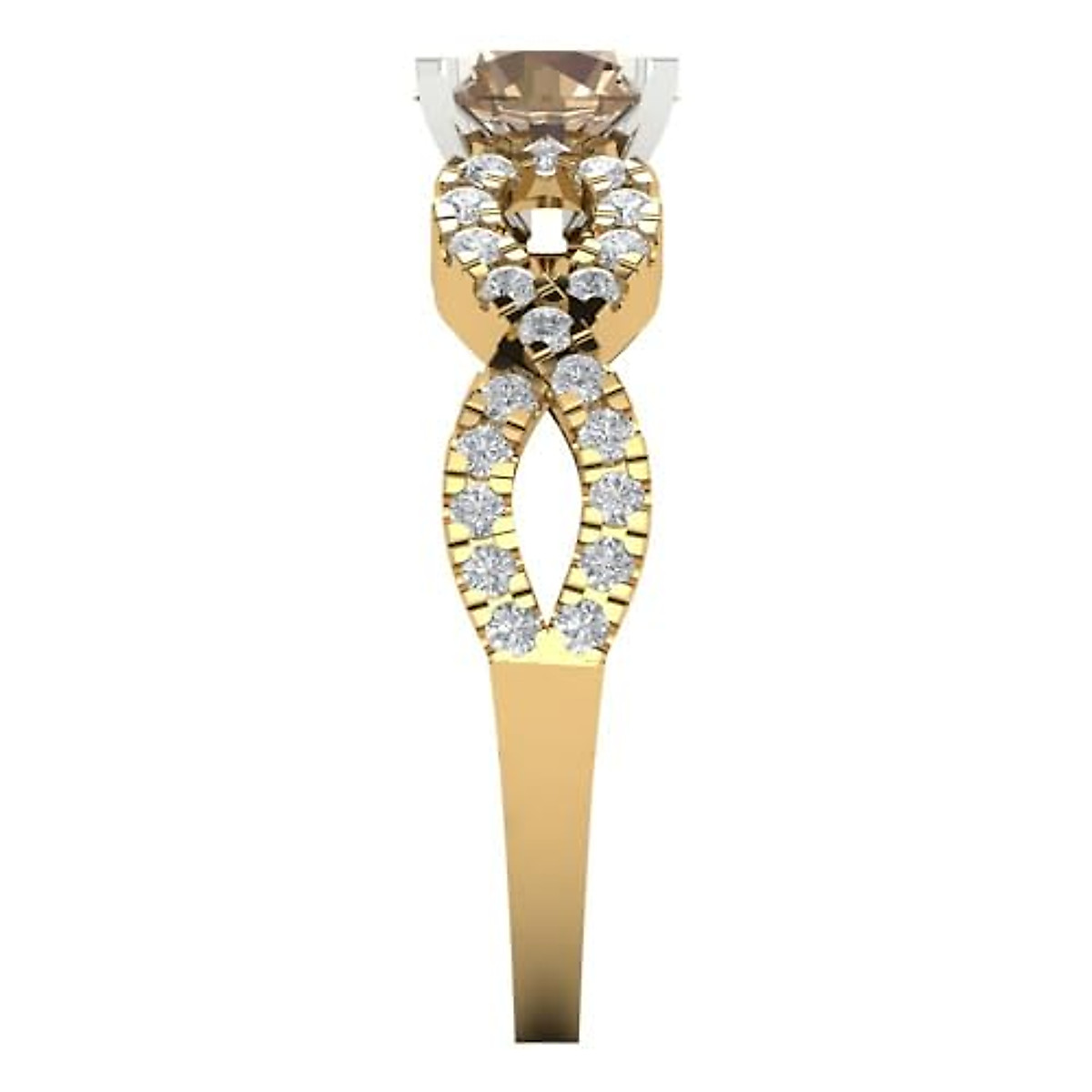 Clara Pucci 1.35 ct Round Cut Solitaire Yellow Moissanite Ideal Engagement Promise Anniversary Bridal Designer Ring 18k 2 tone Gold 11