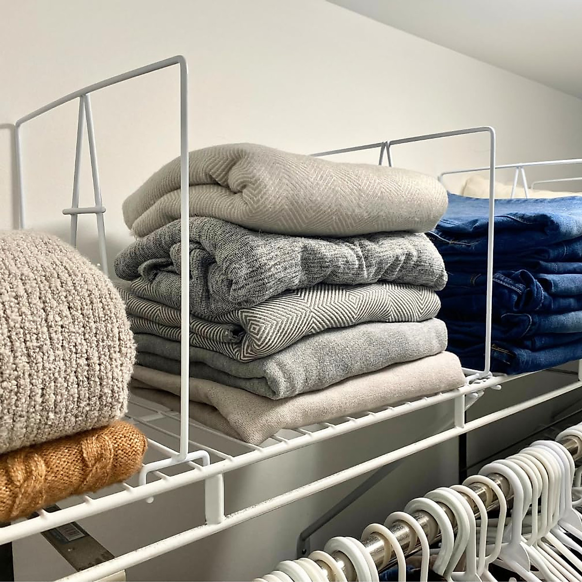 Evelots Wire Shelf Dividers -6 Pack- Closet Organization and Storage Optimization for Home/Office/Pantry/Garage - Tall Shelf Separator - Easy Clip-No Tool - Solid Coated Steel