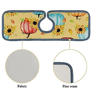 Kitchen Faucet Mat Splash Guard 2 Pieces Hand Drawn Sunflowers Pumpkins Absorbent Faucet Sink for Bathroom Counter,Faucet Counter Water Stains Preventer Drip Catcher