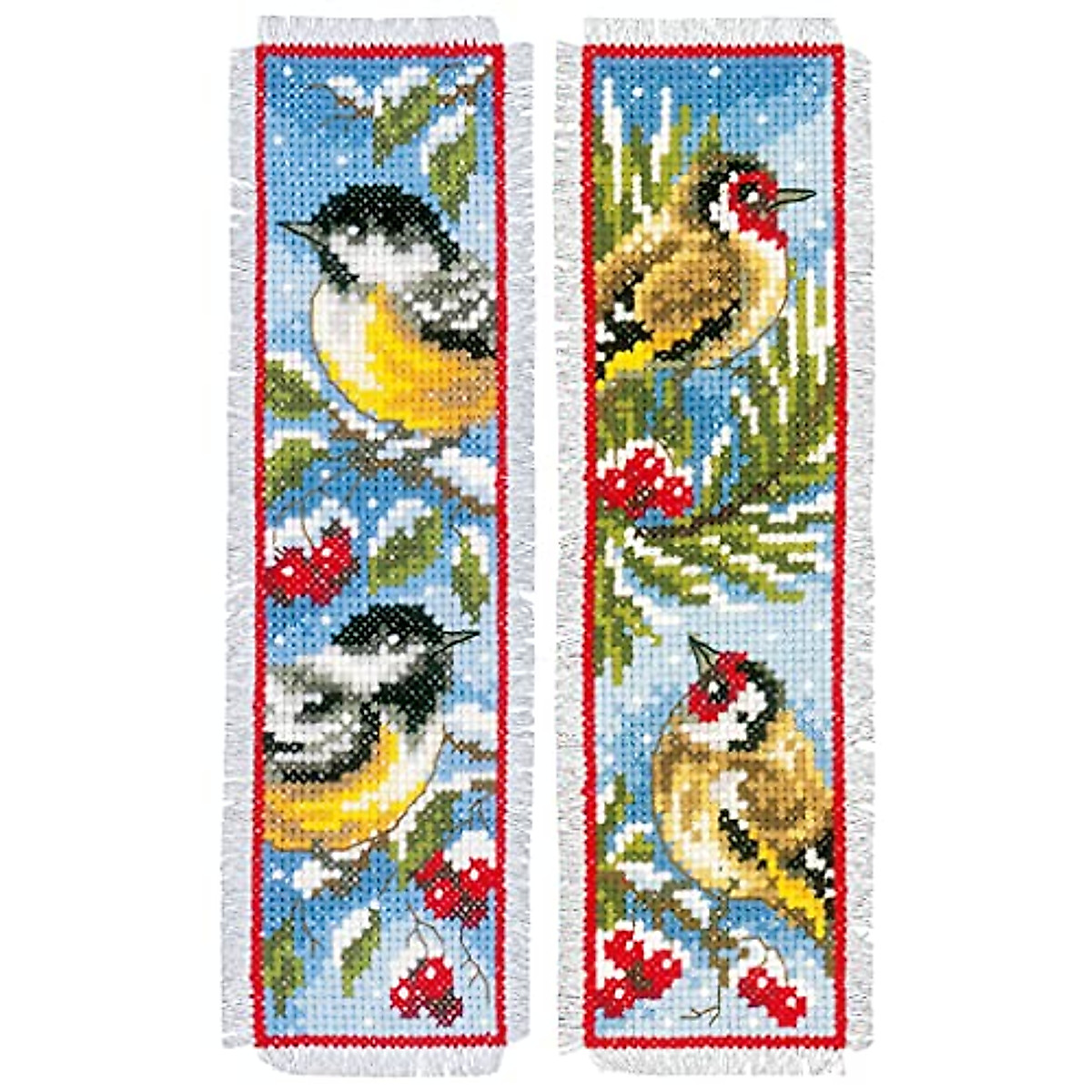 Vervaco Cross Stitch Bookmark Kit Birds in Winter (Set of 2) 2.4" x 8"