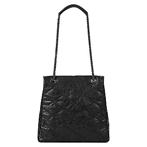 KWANI Lozenge Studded Tote Shoulder bags PU Leather Large Purses Hand shoulder bag for Women, Magnetic Closure bag (Black)