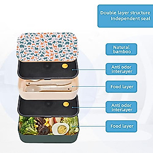 Cats Print Pattern Premium Bento Lunch Box, 2 Compartments Leakproof Lunch Box With Cutlery For Adults, Microwave & Dishwasher Safe