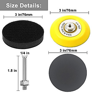 140Pcs 3 Inch Wet Dry Sanding Discs, Assorted 120 to 5000 Grit Silicon Carbide Hook & Loop Sandpaper with 1/4" Shank Sanding Pads and Foam Buffering Pad for Wood Metal Car Polishing & Finishing