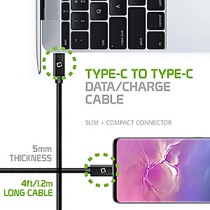 Dual USB-C/PD 60W Fast Charging Cord Compatible with Sennheiser Momentum True Wireless 3 Plus 5Gbps Data Transfer for Power Delivery Hi Capacity Charging (Black)