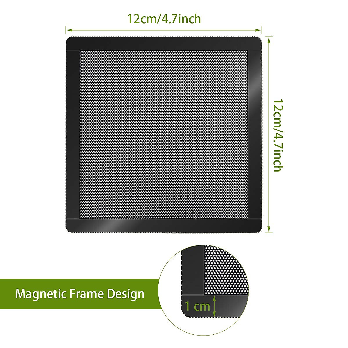 120mm 140mm PC Fan Dust Filter Magnetic Frame Computer Fan Grills Black Dust Mesh PC Cooler Filter Screen Dustproof Case Covers 5 Pack (120 * 120mm)