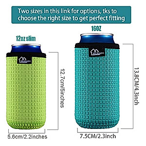 WK IEASON 16oz Standard Can Sleeves Insulators Sleeves Standard Can Covers 16OZ Neoprene Beer Bottle Sleeves Coolers Holder Non-slip Neoprene Can Coolier Sleeves 4PC Pack (16OZ, Black/Red/Yellow/Blue)