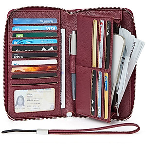 Telena Backpack Purse for Women with Women Wallets Leather Wristlet Wallet Clutch Large Capacity Organizer Ladies Wristlet Purse Fuchsia