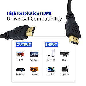 Master Cables HDMI Cable 6.5 Feet (2 m) 3D 4K, Audio Return Channel, High-Speed, Ethernet Enabled, Gold Plated, Compatible with Roku, Computer, PS3, PS4, X Box