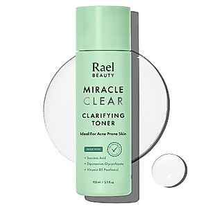 Rael Toner, Miracle Clear Clarifying Toner - Facial Toner for Face, Oily and Acne Prone Skin, Korean Skincare, with Succinic Acid, Hydrating Vitamin B5, Vegan, Cruelty Free (5.1 oz)