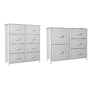 YITAHOME Storage Tower with 8 Drawers & Wooden Top & Dresser with 5 Drawers - Fabric Storage Tower, Organizer Unit, Gray (FTBFSD-0005)