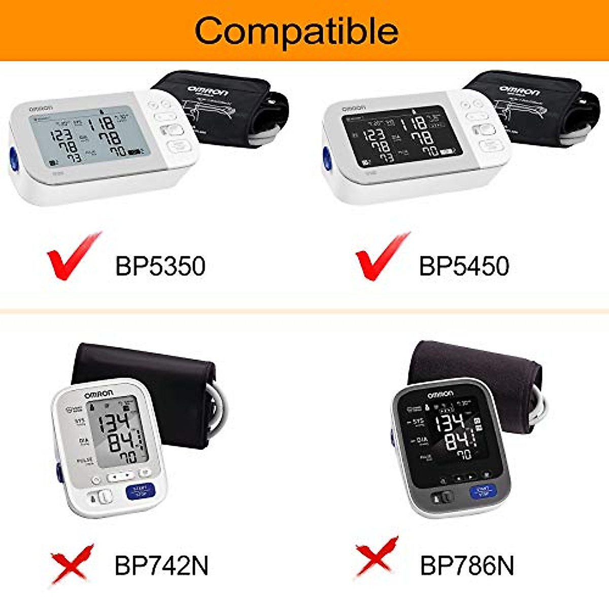 BOVKE Hard Carrying Case for OMRON Platinum BP5450 OMRON Gold BP5350 OMRON 7 Series BP7350 OMRON 10 Series BP7450 Wireless Blood Pressure Monitor, Extra Room fits Premium Upper Arm Cuff, Black