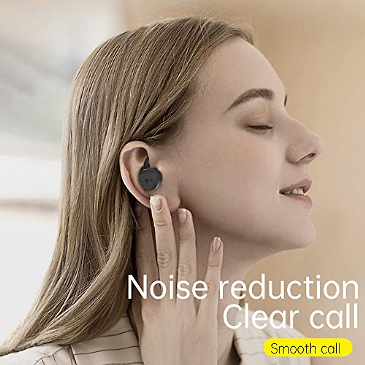 CYBORIS Wireless Bluetooth Earphone, IPX7 Waterproof Sport Headphones Wireless Bluetooth 5.0 Sports Earbuds Noise Canceling HiFi 3D Stereo Sound with Built-in Mic and Charging Box (Black)