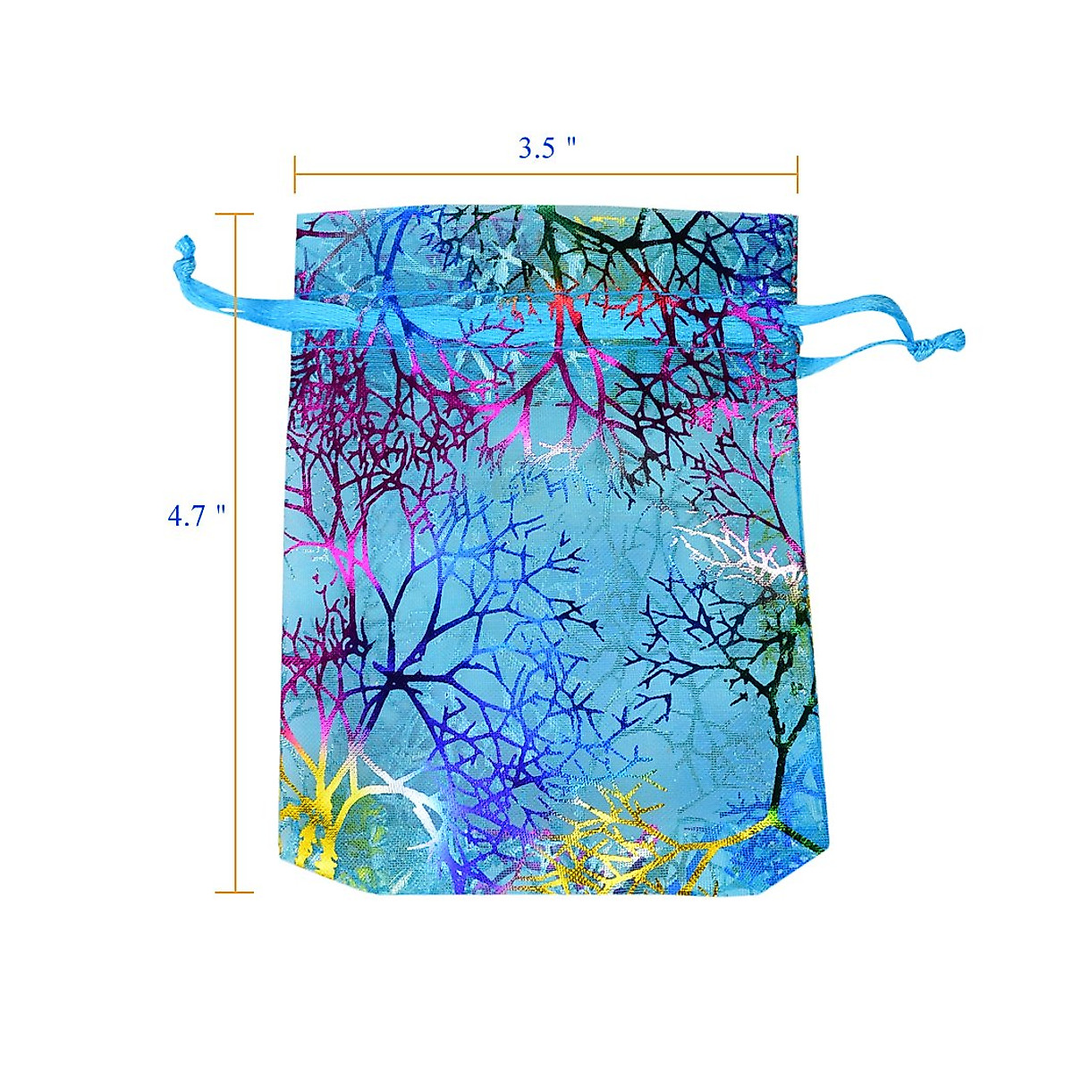 Marrywindix 100pcs Blue Organza Drawstring Pouches Jewelry bags, Candy Pouch Chocorate Pouch Party Wedding Favor Gift Bag