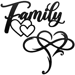 Moxweyeni 2 Pieces Metal Heart Wall Decor Black Love Sign Wall Art Geometric Wall Decor Cutout Metal Family Wall Signs for Home Garden Office Indoor Outdoor Decorations