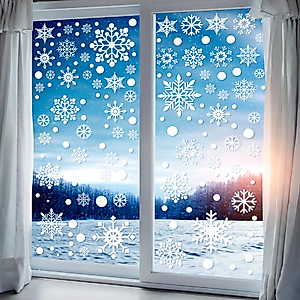 321pcs Christmas Window Clings for Glass Windows 9sheets Christmas Window Decals Snowflakes Christmas Decorations Christmas Window Stickers for Kids Holiday Window Clings Winter Decorations
