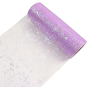 Yuanchuan Magic Glitter Tulle Rolls 6 inch x 10 Yards (30 feet) Purple Color for Table Runner Chair Sash Bow Pet Tutu Skirt Sewing Crafting Fabric Wedding Unicorn Halloween Party Gift Ribbon (Purple)
