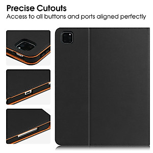 for iPad Pro 12.9 Case 6th/5th/4th/3rd Generation Case 2022/2021/2020/2018, Folio Stand Cover with Multiple Angles & Auto Sleep/Wake for iPad 12.9 Inch Pro 6th/5th/4th Gen, NavyBlue/Brown