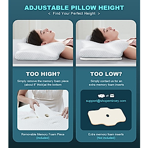 Emircey Adjustable Cervical Pillow for Neck and Shoulder Pain Relief, 3X Plus Support Hollow Contour Memory Foam for Sleeping, Odorless Orthopedic Bed Pillows for Side, Back, Stomach Sleeper