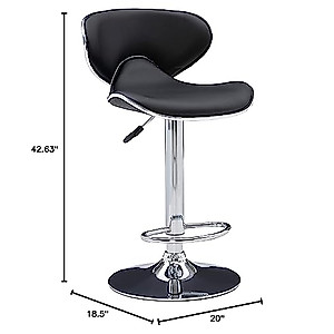 Powell Furniture Powell PU, Chrome/Black Barstool